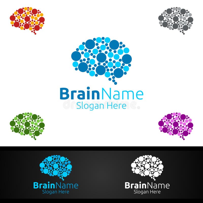 Brain Technology Logo with Think Idea Concept Design Stock Vector ...