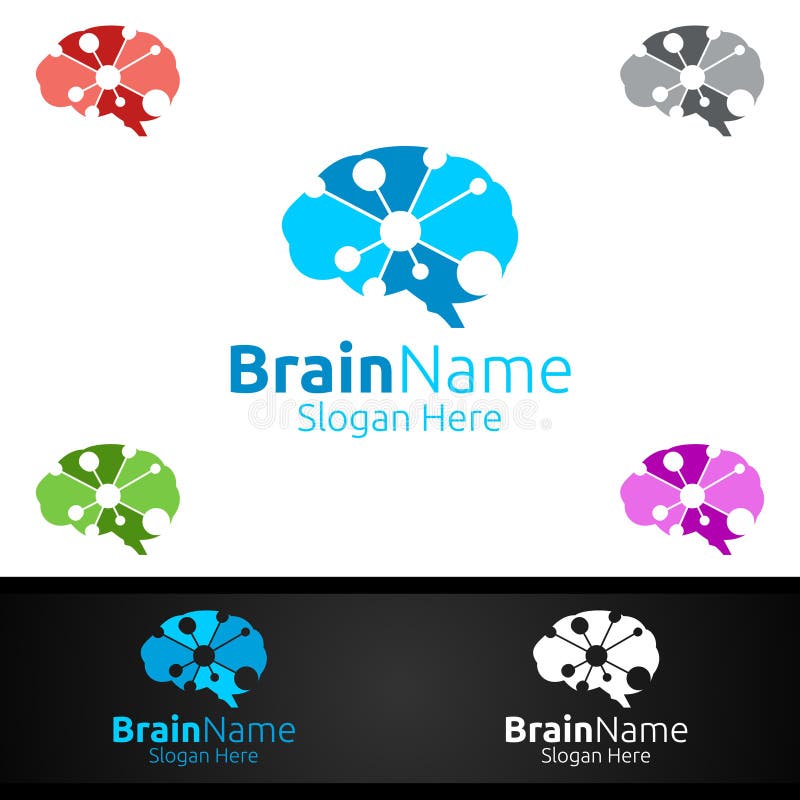 Brain Technology Logo with Think Idea Concept Design Stock Vector ...
