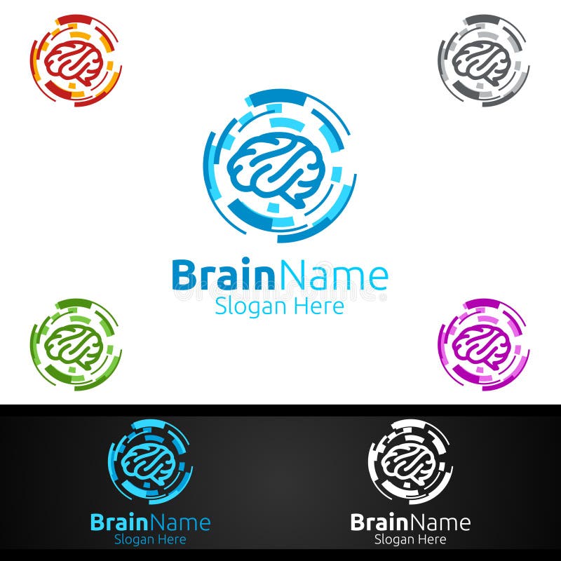 Brain Technology Logo with Think Idea Concept Design Stock Vector ...