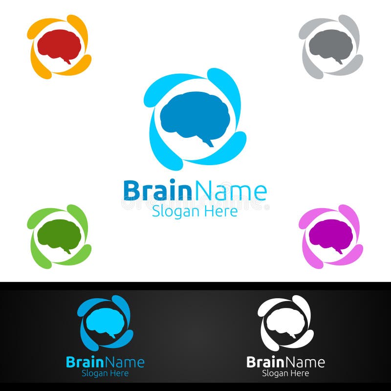 Brain Technology Logo with Think Idea Concept Design Stock Vector ...