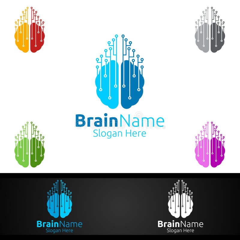 Brain Technology Logo with Think Idea Concept Design Stock Vector ...