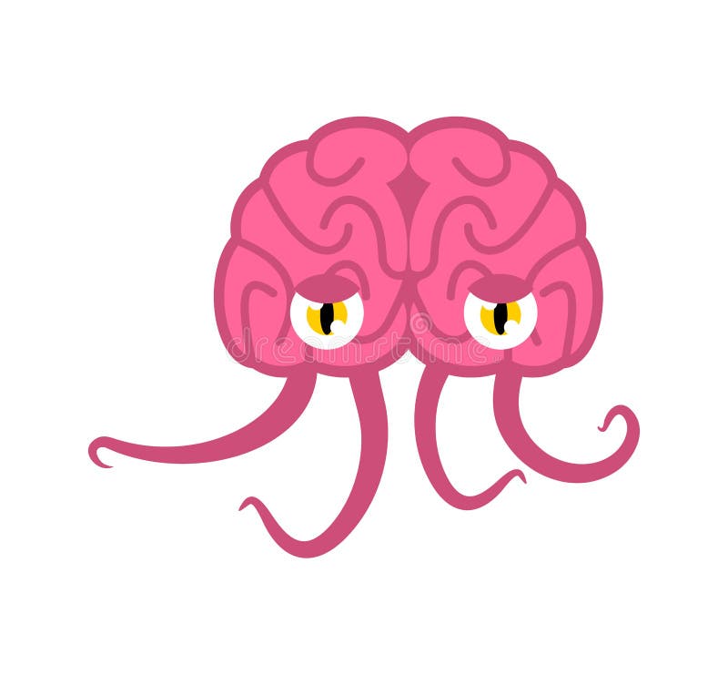 Brain with Tentacles. Monster Space Invader Stock Vector - Illustration ...