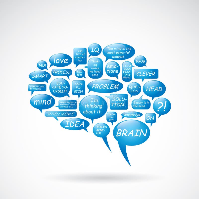 Brain from text balloons stock vector. Illustration of education - 32421061