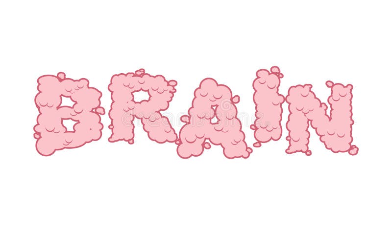 Brain Text. Letters of Convolutions. Pink Lettering and Typography Mind ...
