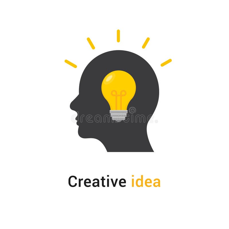 Brain Think Idea Mind Head Vector Icon. Man Face Human Head Creative ...