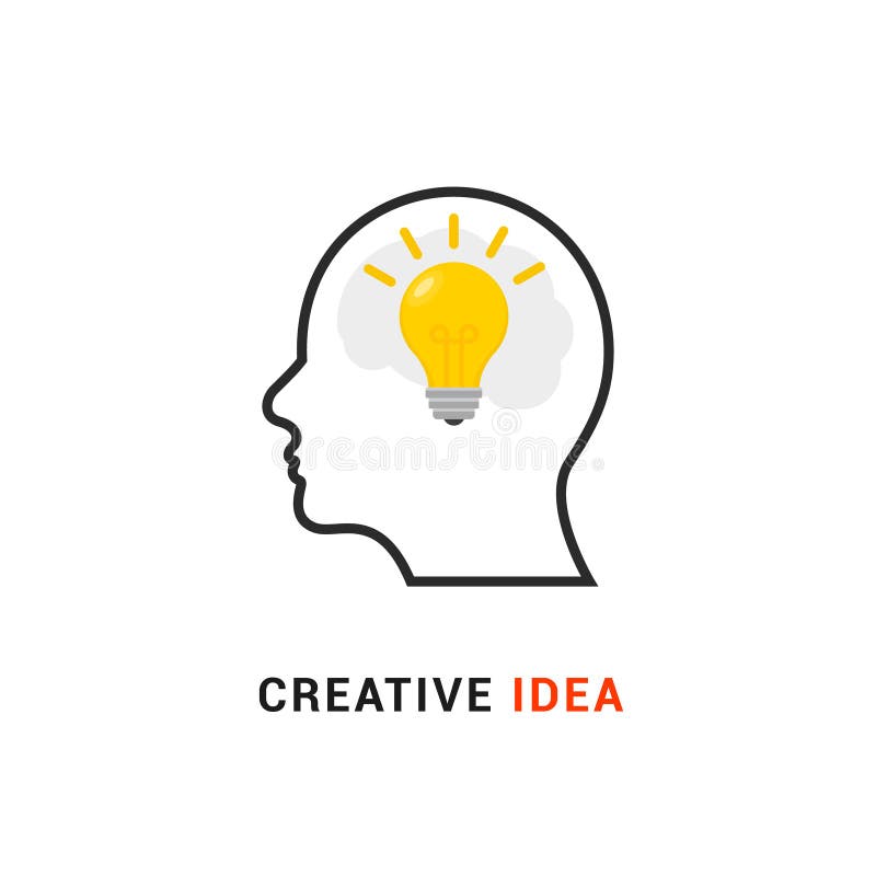 Brain Think Idea Mind Head Vector Icon. Man Face Human Head Creative ...