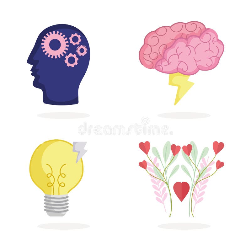 Brain think set stock vector. Illustration of gear, gears - 222289861