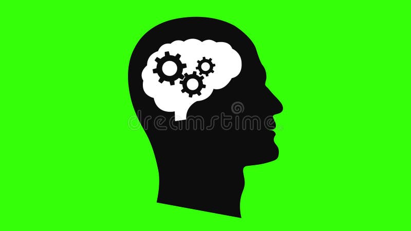 Brain Thinking Animation Brain Head Spinning Gear Thinking Green Screen ...