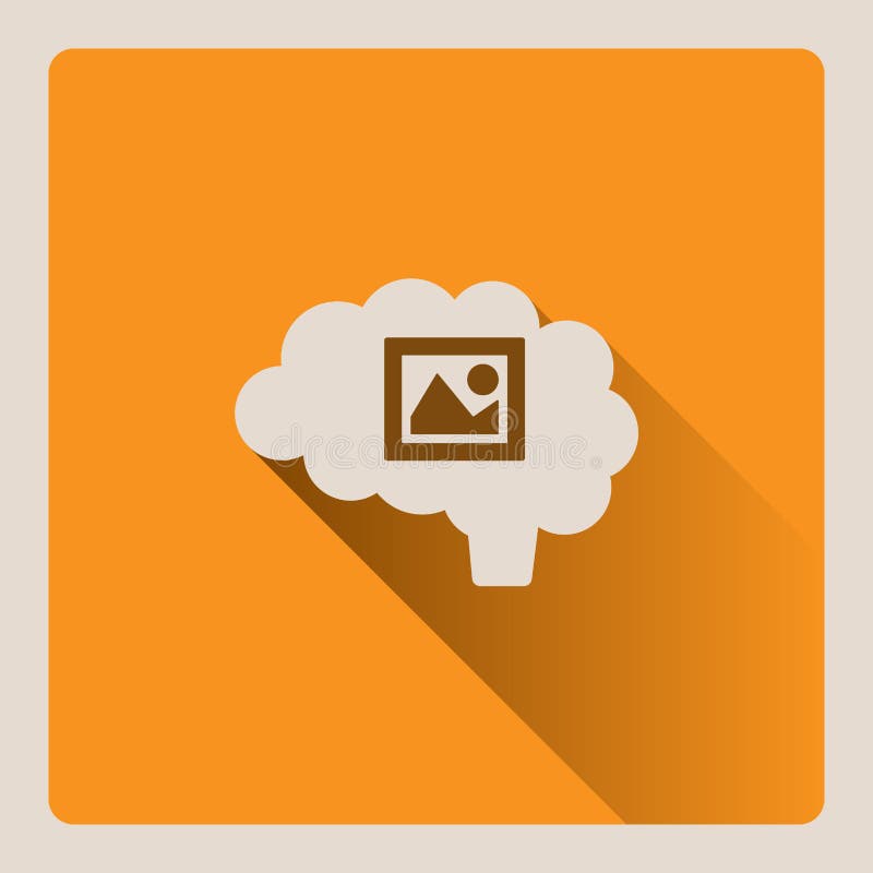 Brain Thinking in Art Illustration on Yellow Background with Shade ...