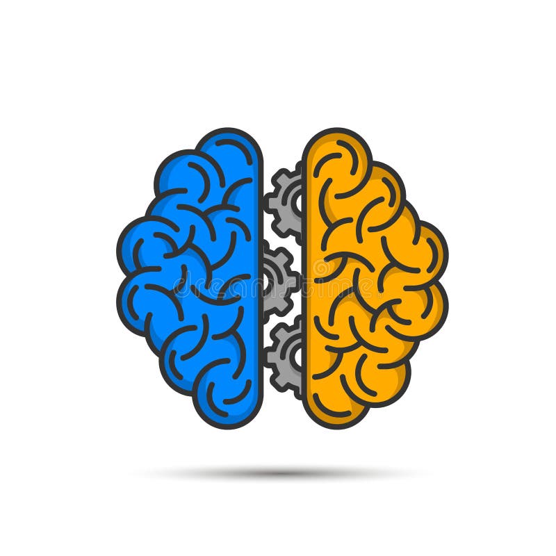 Brain Thinking Gear on the White Background. Vector Illustration Stock ...
