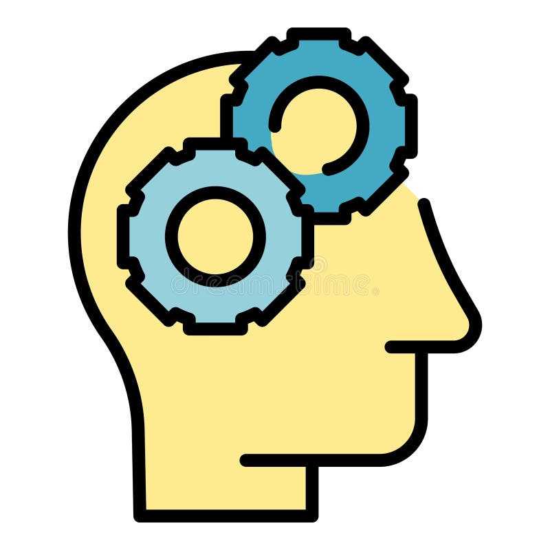 Brain Thinking Icon Vector Flat Stock Illustration - Illustration of ...