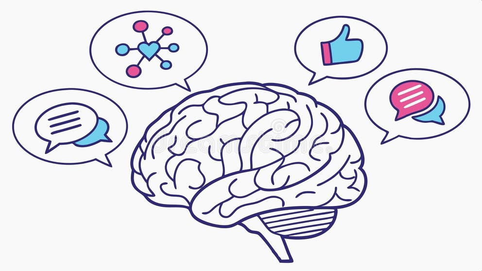 Brain with Thought Bubbles, Ideas and Mental Process Concept Vector ...