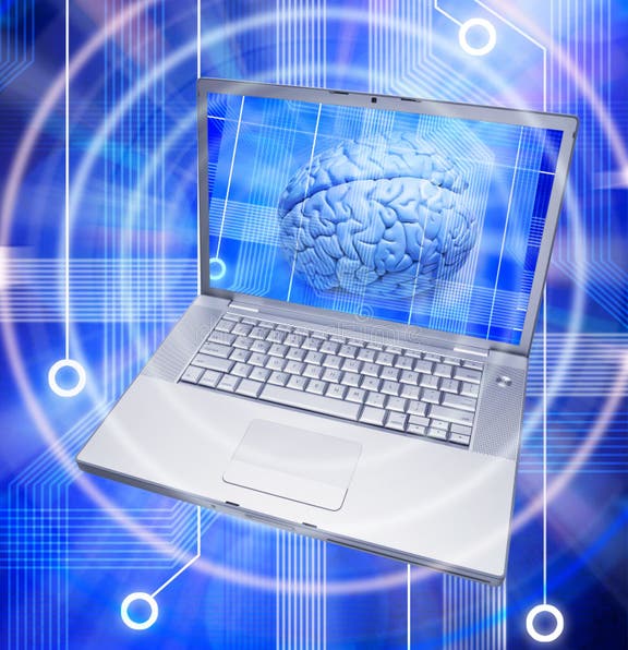 Brain Thought Computer AI stock illustration. Illustration of abstract ...