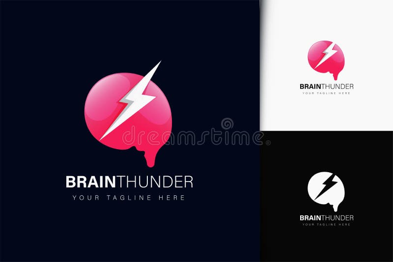 Brain Thunder Logo Design with Gradient Stock Vector - Illustration of ...