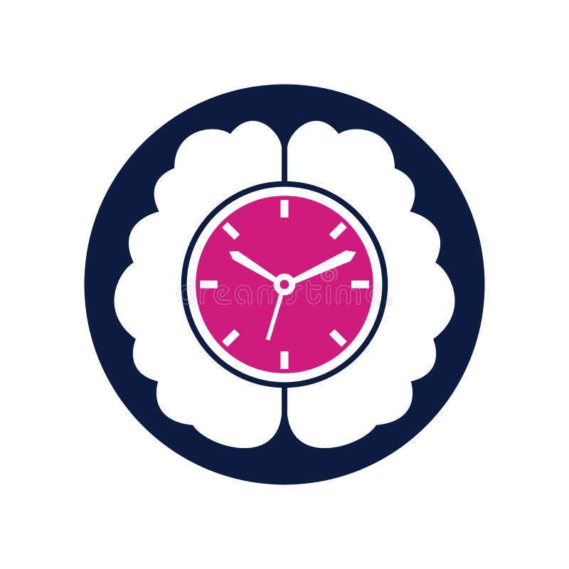 Brain Time Vector Logo Template. Stock Vector - Illustration of watch ...