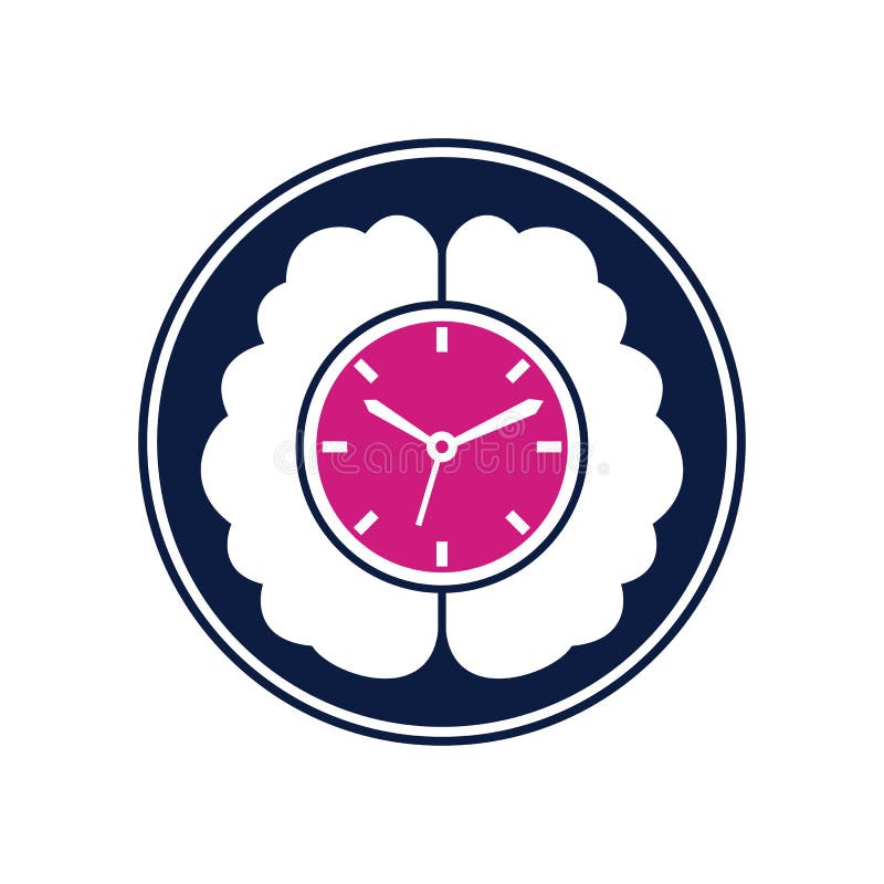 Brain Time Vector Logo Template. Stock Vector - Illustration of timer ...
