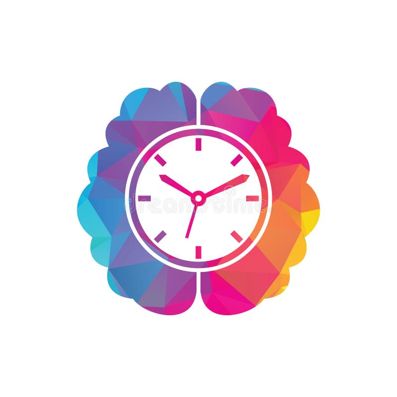 Brain Time Vector Logo Template. Stock Vector - Illustration of time ...