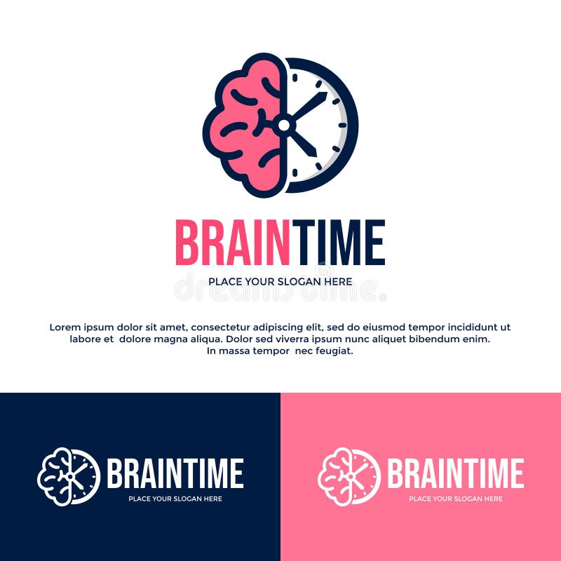 Brain Time Vector Logo Template Stock Vector - Illustration of creative ...