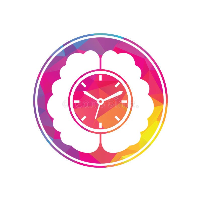 Brain Time Vector Logo Template. Stock Vector - Illustration of ...