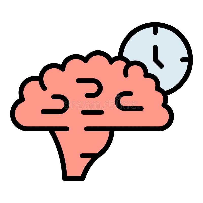 Brain Timing Icon Vector Flat Stock Illustration - Illustration of ...