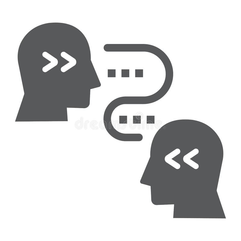 Brain To Brain Communication Glyph Icon, Technology and People, Two ...