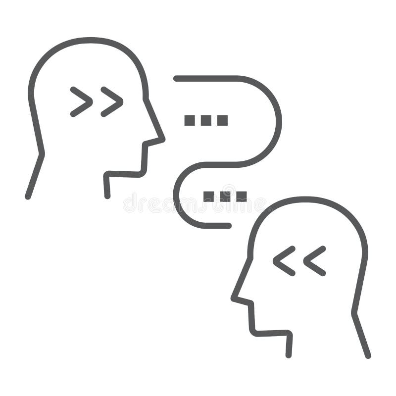 Brain To Brain Communication Line Icon, Technology and People, Two ...