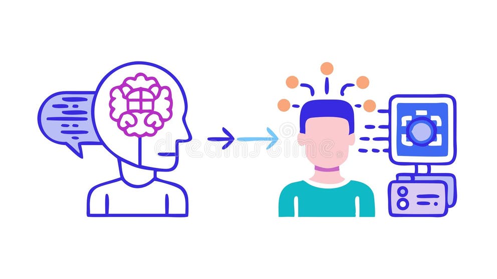 Brain To Computer Interface, Mind Machine Connection, Vector Design ...