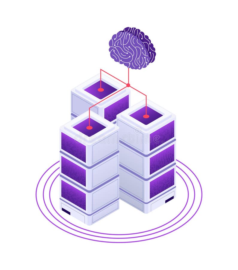 Brain To Servers Composition Stock Illustration - Illustration of icon ...