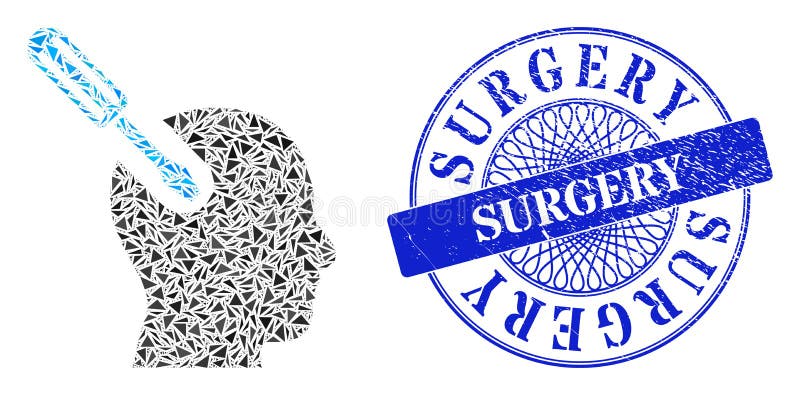 Grunge Surgery Seal and Triangle Brain Tool Mosaic Stock Vector ...