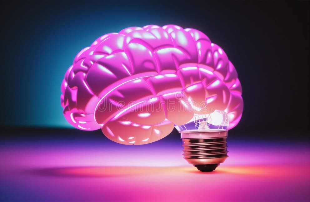 Brain in the Top of a Light Bulb Creative Concept Stock Illustration ...