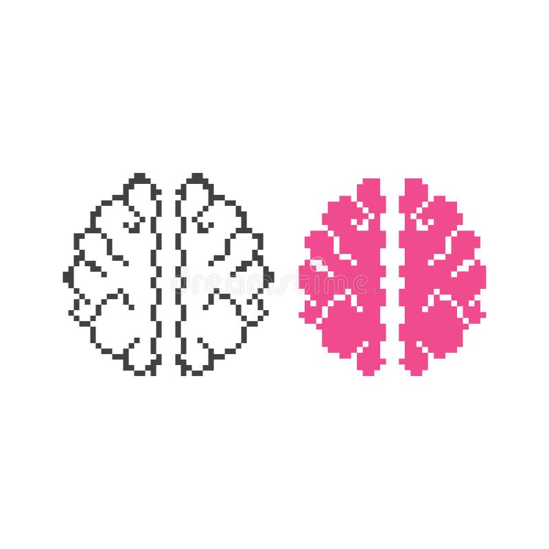 Brain Top View. Pixel Art 8 Bit Vector Icon Illustration Stock ...