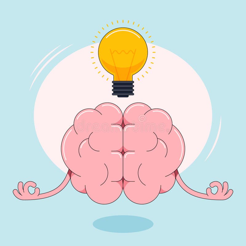 Brain Training and with Cartoon Character Doing Meditation and Light ...