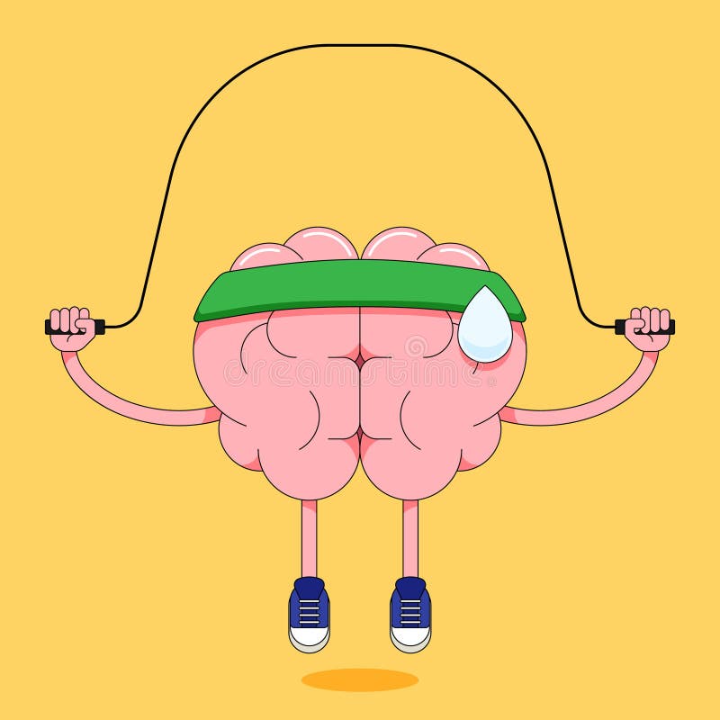 Brain Training with Rope Jumping Flat Design. Creative Idea Concept ...