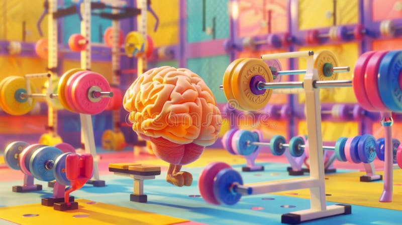 Brain Training in a Colorful Gym - Generative AI Stock Illustration ...