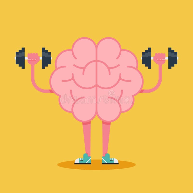Brain Training with Dumbbell Flat Design. Creative Idea Concept Stock ...