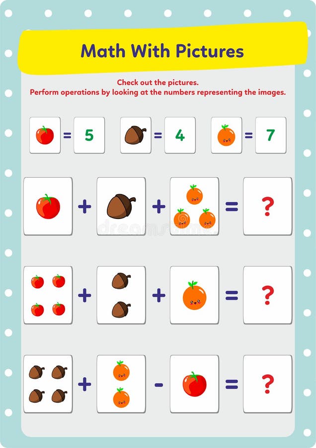 Calculation Exercises and Brain Training for Kids Stock Photo - Image ...