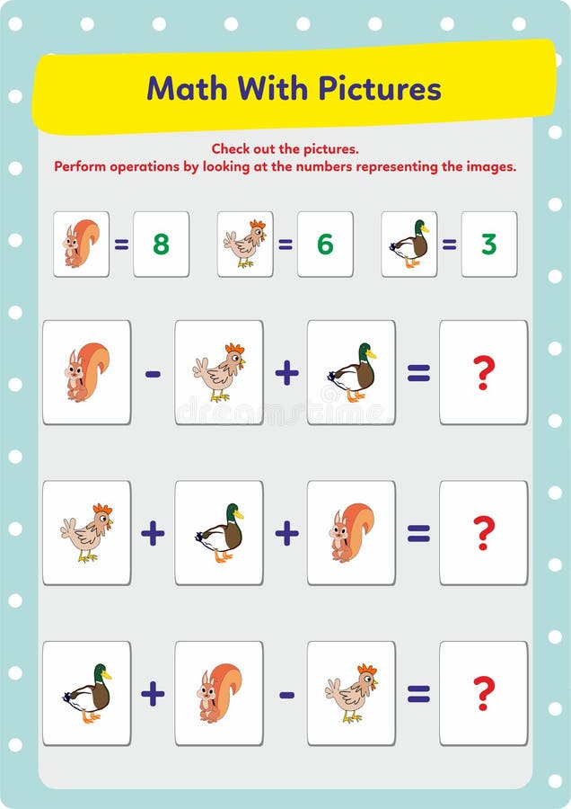 Calculation Exercises and Brain Training for Kids Stock Image - Image ...