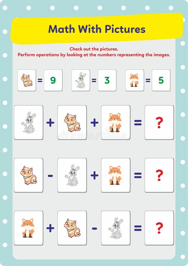 Calculation Exercises and Brain Training for Kids Stock Photo - Image ...