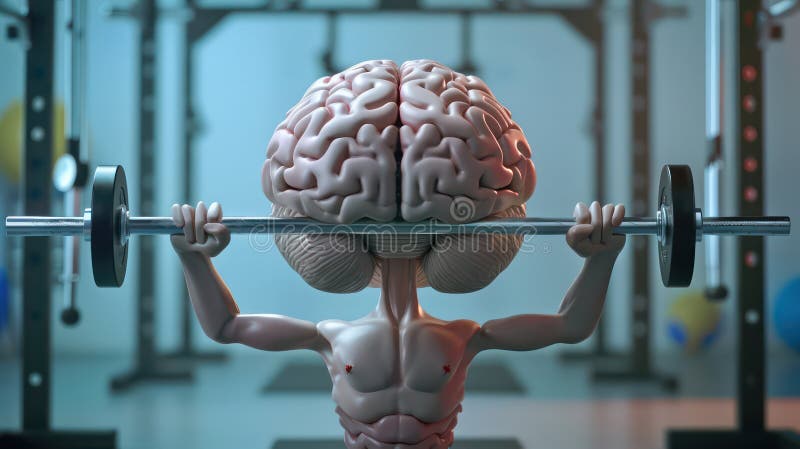 Brain Training, Lifting Barbells in Gym. Education, High Mental Ability ...