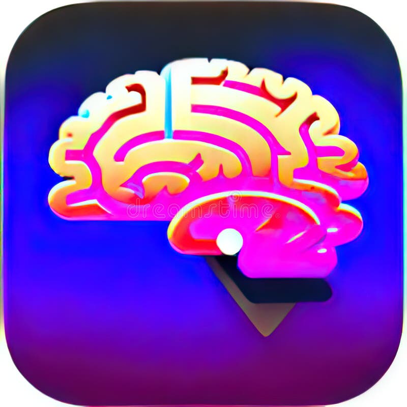 Brain Training Software App Style Icon. Generative AI. Stock ...