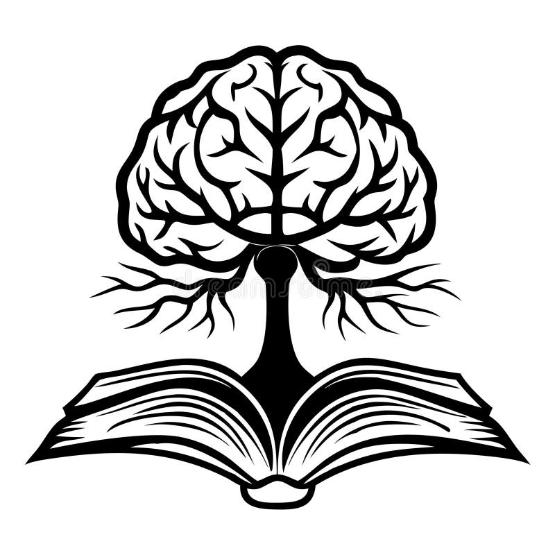 Brain Tree Book Illustration Symbolizing Knowledge Growth and Learning ...