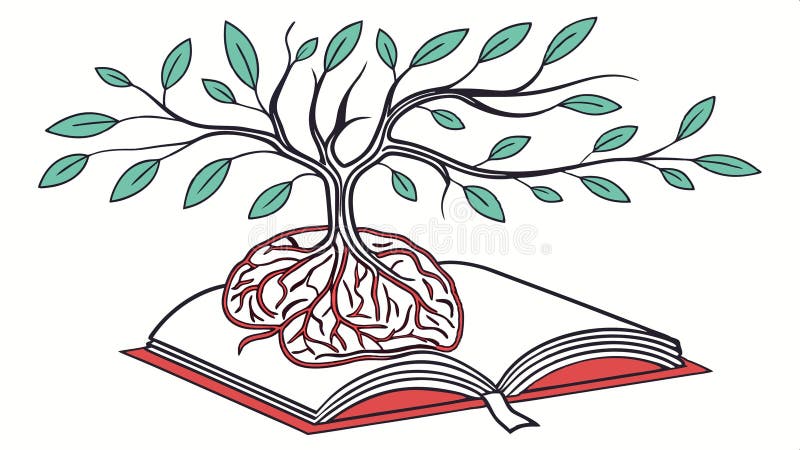 Brain Tree in Book, Knowledge Rooted in Mind and Learning, Vector ...