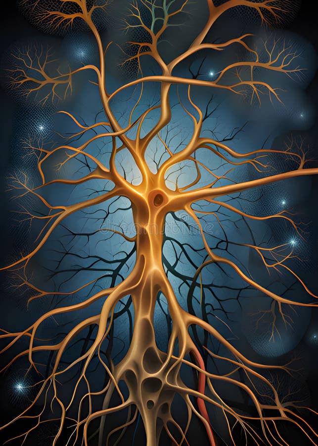 Brain with Tree Branches and Roots Stock Illustration - Illustration of ...