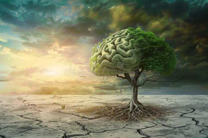 Brain Tree Concept of a Tree Growing in the Shape of a Human Brain ...