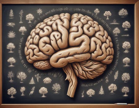 Brain and Tree Drawing on Blackboard Explaining Growth and Learning ...