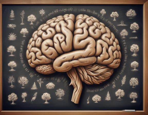 Brain and Tree Drawing on Blackboard Explaining Growth and Learning ...