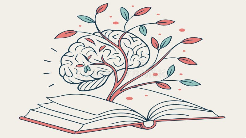 Brain Tree Growing from Book, Vector Art Knowledge Growth Concept ...