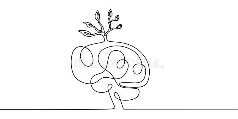 Continuous Line Brain Tree Stock Illustrations – 15 Continuous Line ...