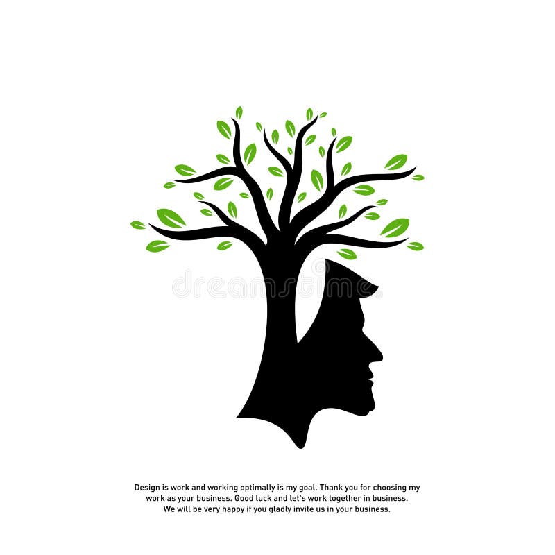 Brain with Tree Logo Design Concept, People Head with Tree Logo ...