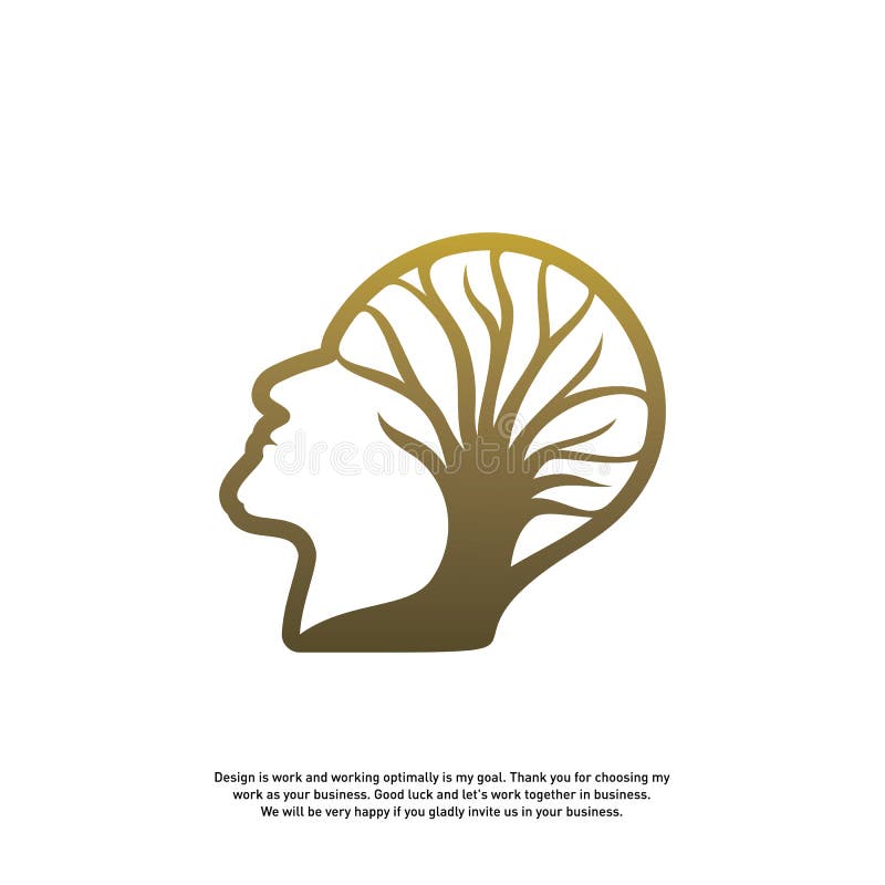 Set of Brain with Tree Logo Design Concept, People Head with Tree Logo ...